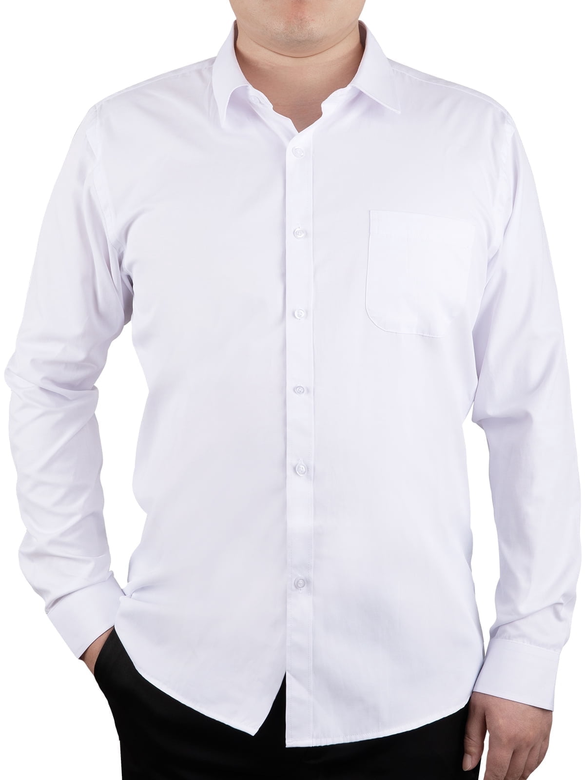 Cooplus Mens Dress Shirts, Solid Color, Long Sleeve, Stretch Polyester ...