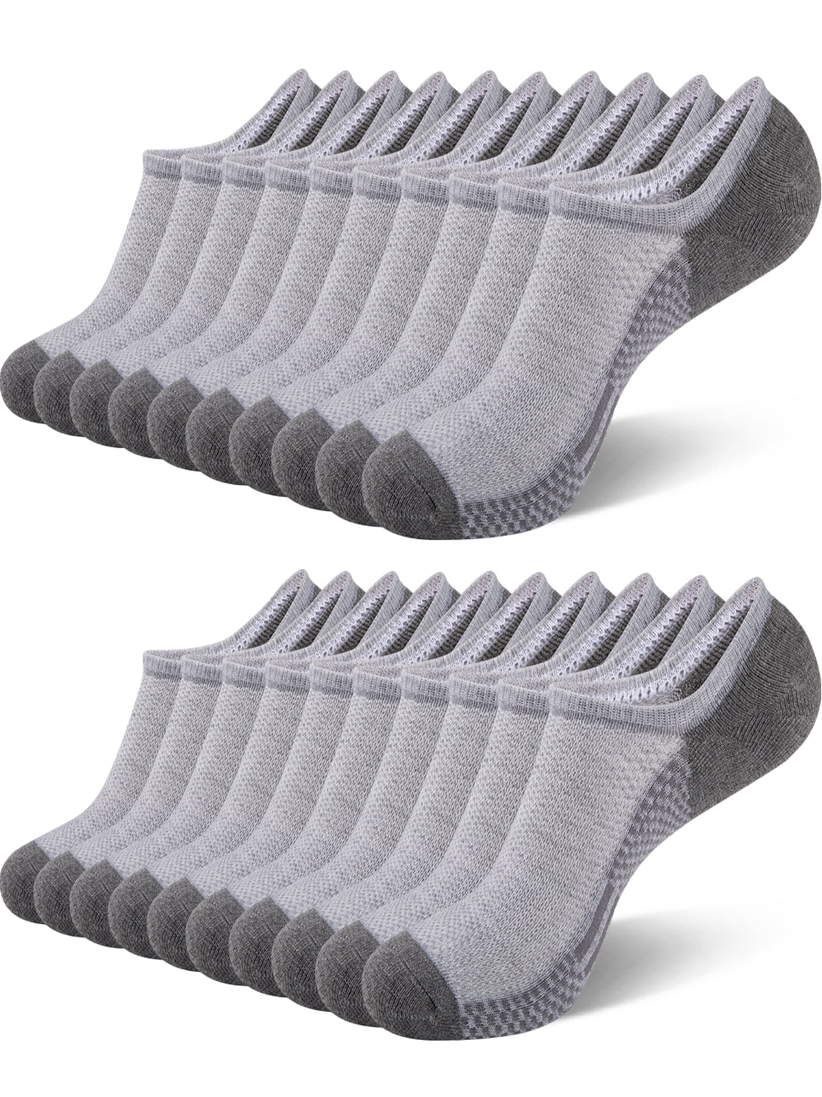 COOPLUS Mens No Show Socks 10 Pairs Cushioned Non Slip Low Cut Men ...