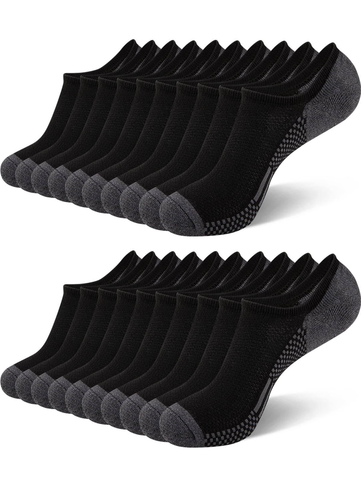 COOPLUS Mens No Show Socks 10 Pairs Cushioned Non Slip Low Cut Men ...