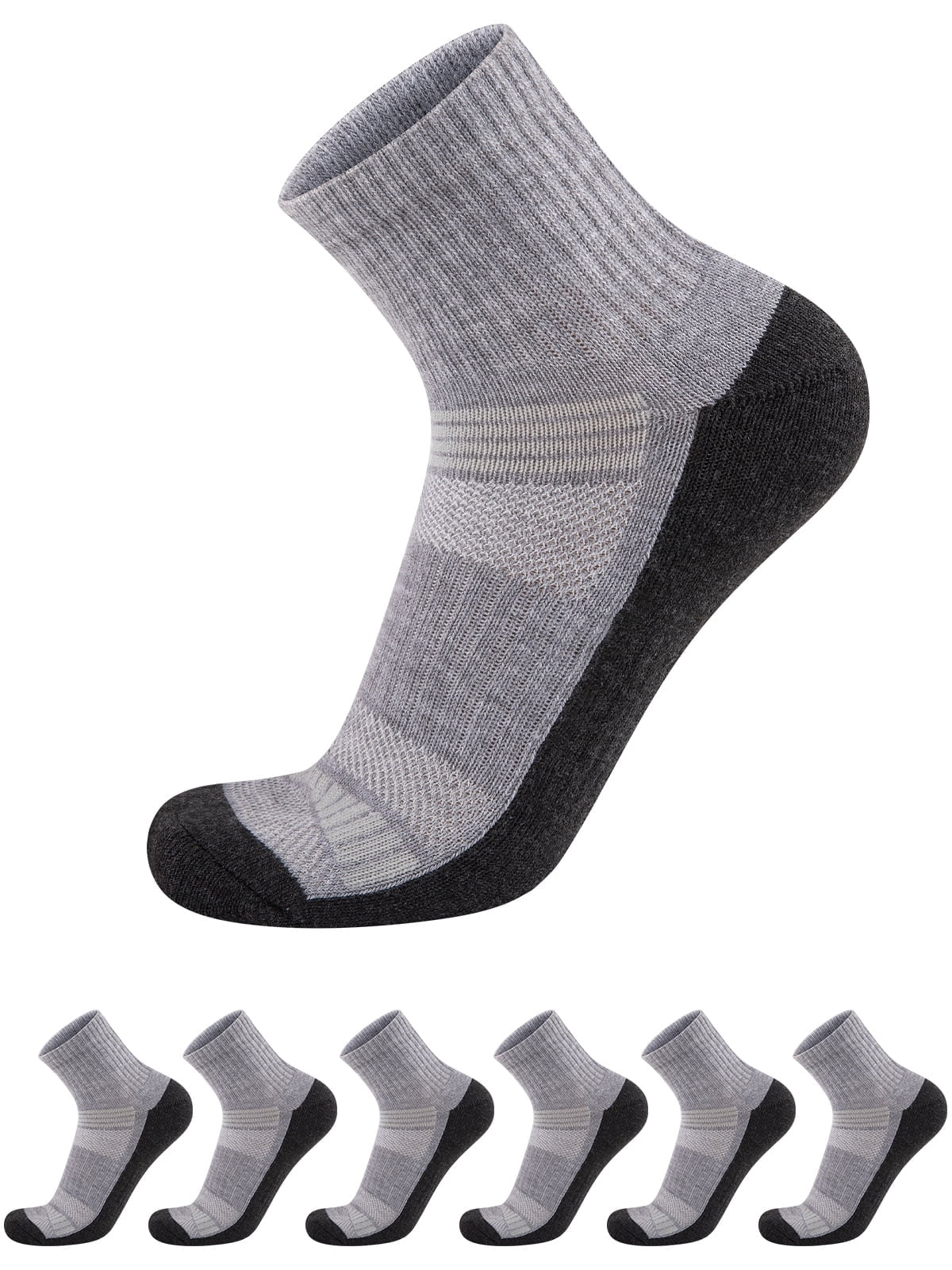 Cooplus Mens Quarter Socks, Cushioned, Moisture Wicking, Polyester, 6 ...