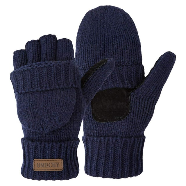 COOPLUS Mittens Winter Fingerless Gloves Warm Wool Knitted Gloves ...