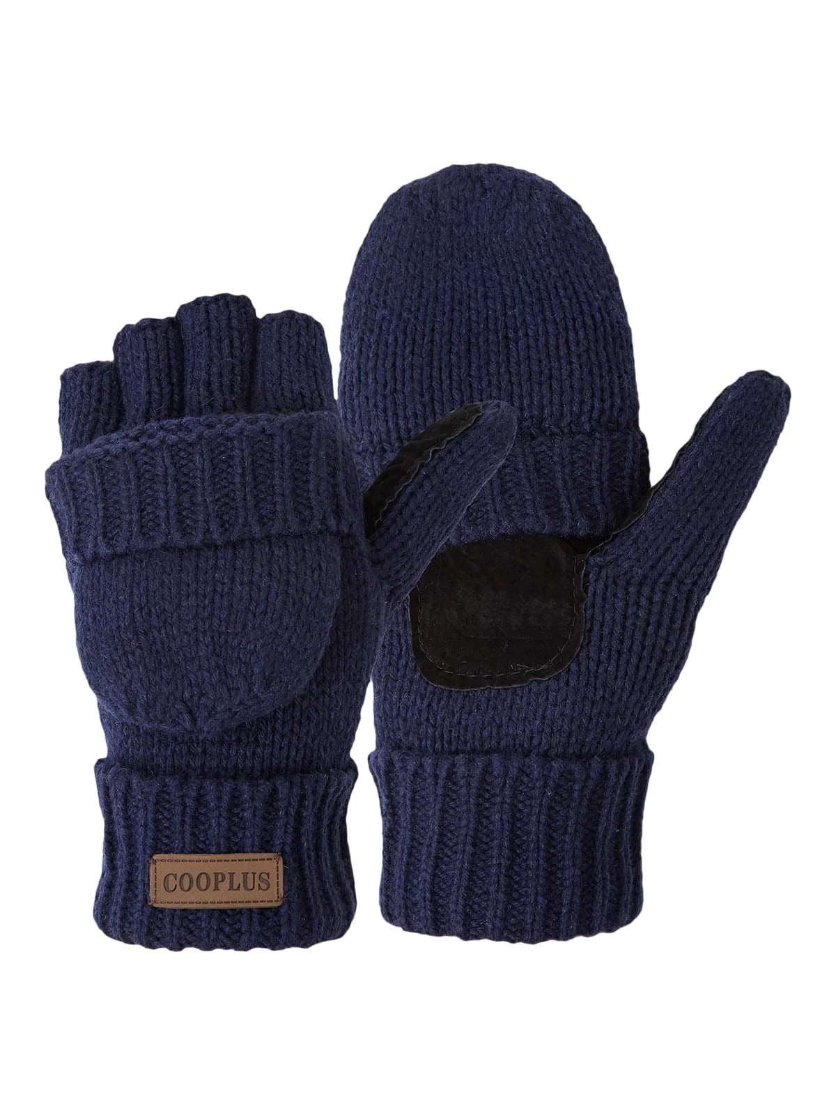 COOPLUS Mittens Winter Fingerless Gloves Warm Wool Knitted Gloves ...