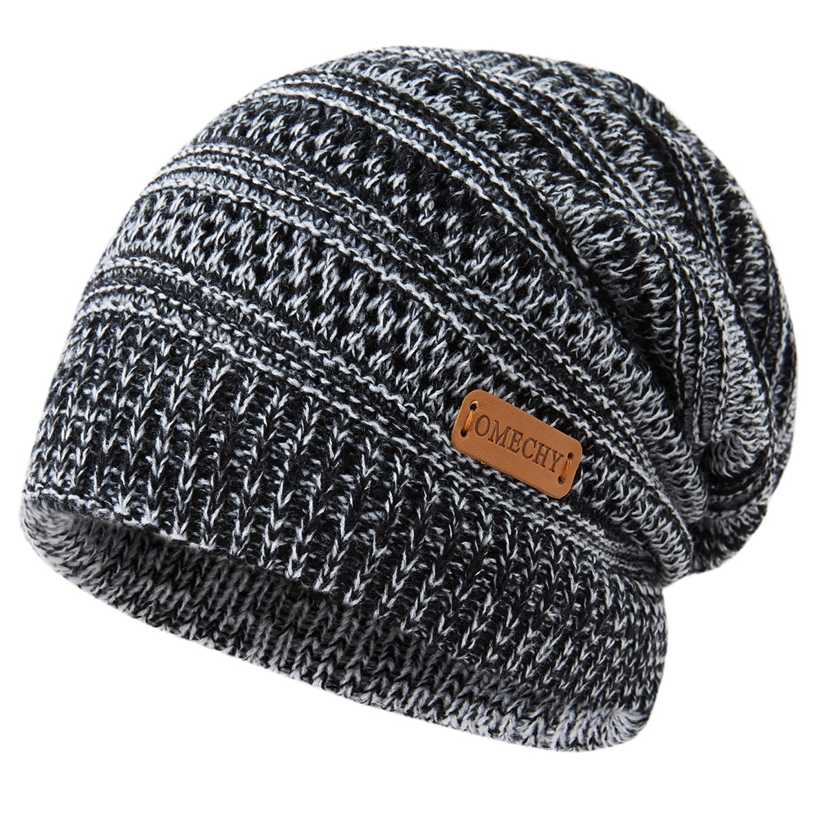 COOPLUS Men's Slouchy Beanie Hat, Warm Winter Cap, Lined Knit Thick Hat ...