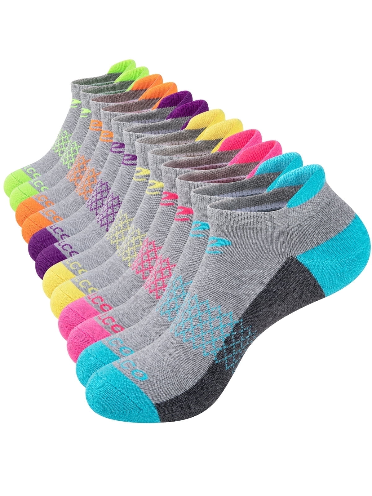 Cooplus Women's Athletic Ankle Socks, Cushioned, Moisture-Wicking ...