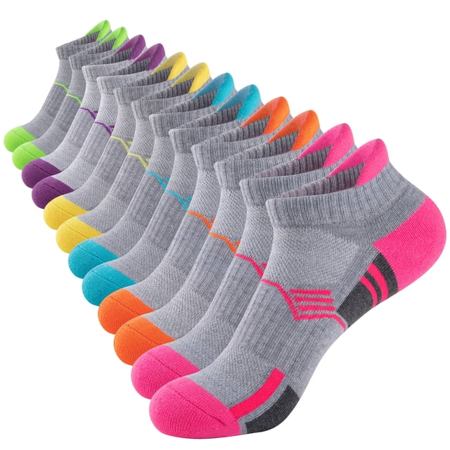 COOPLUS Womens Ankle Socks Performance Low Cut Athletic Socks 6 Pairs ...