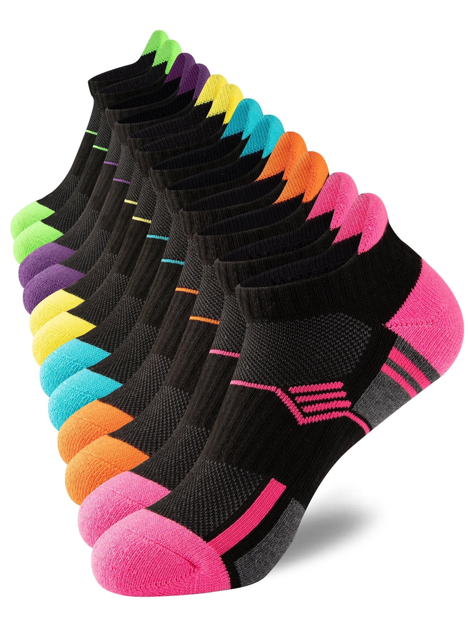 COOPLUS Womens Athletic Ankle Socks, 6 Pairs, Running, Fitness, Arch ...