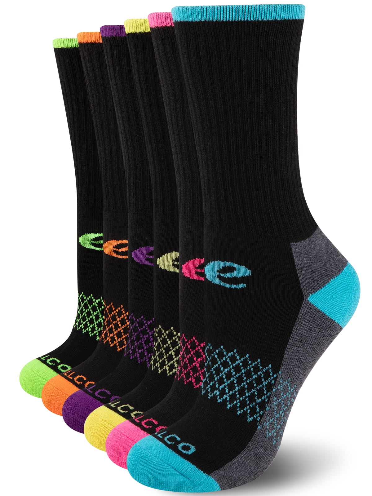 Cooplus Womens Athletic Crew Socks, Cushioned, Breathable, Moisture ...