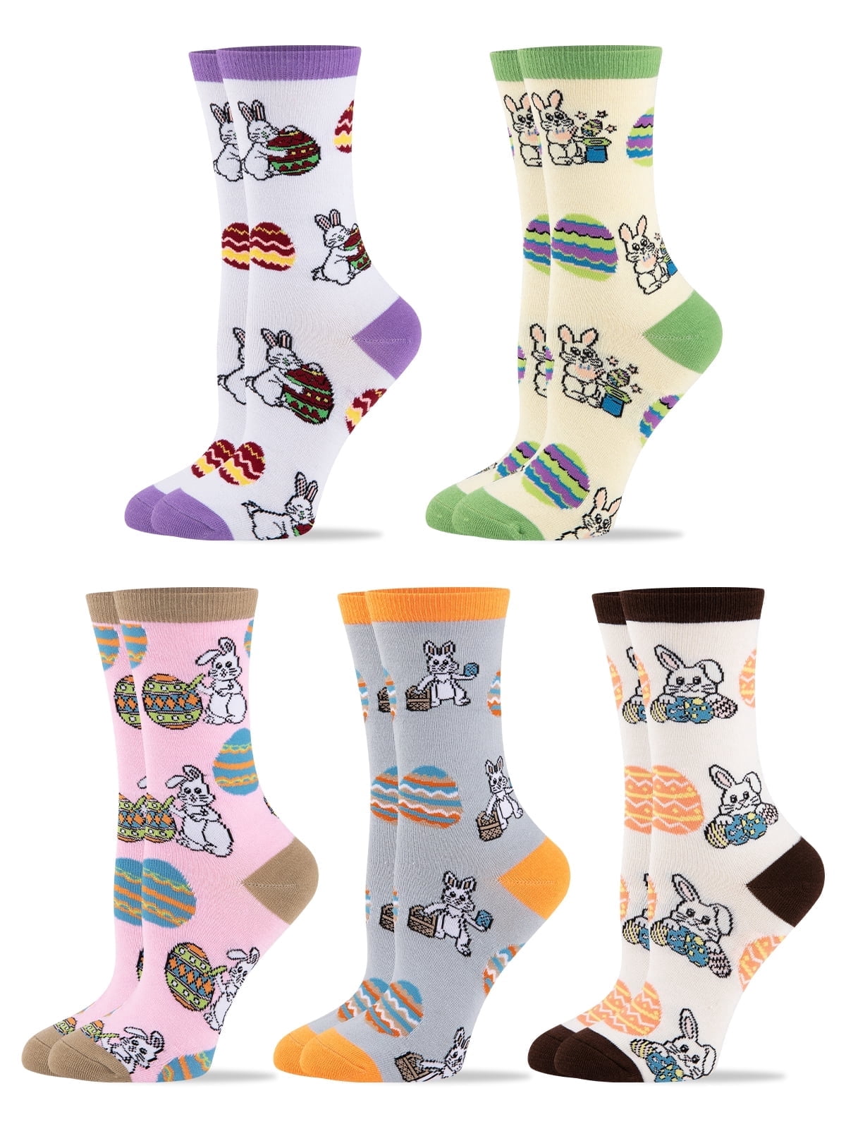 COOPLUS Womens Crew Socks Fun Multi-Colored Egg Pattern Socks for Women ...