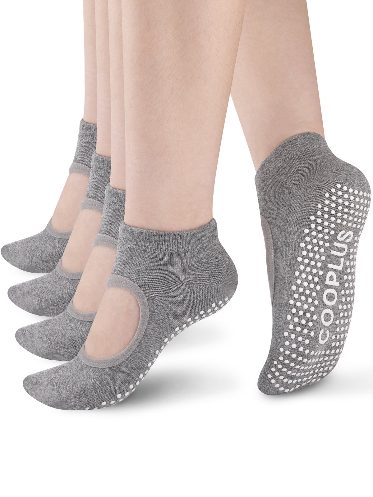COOPLUS Womens Non Slip Athletic Socks With Grips Barefoot Workout ...