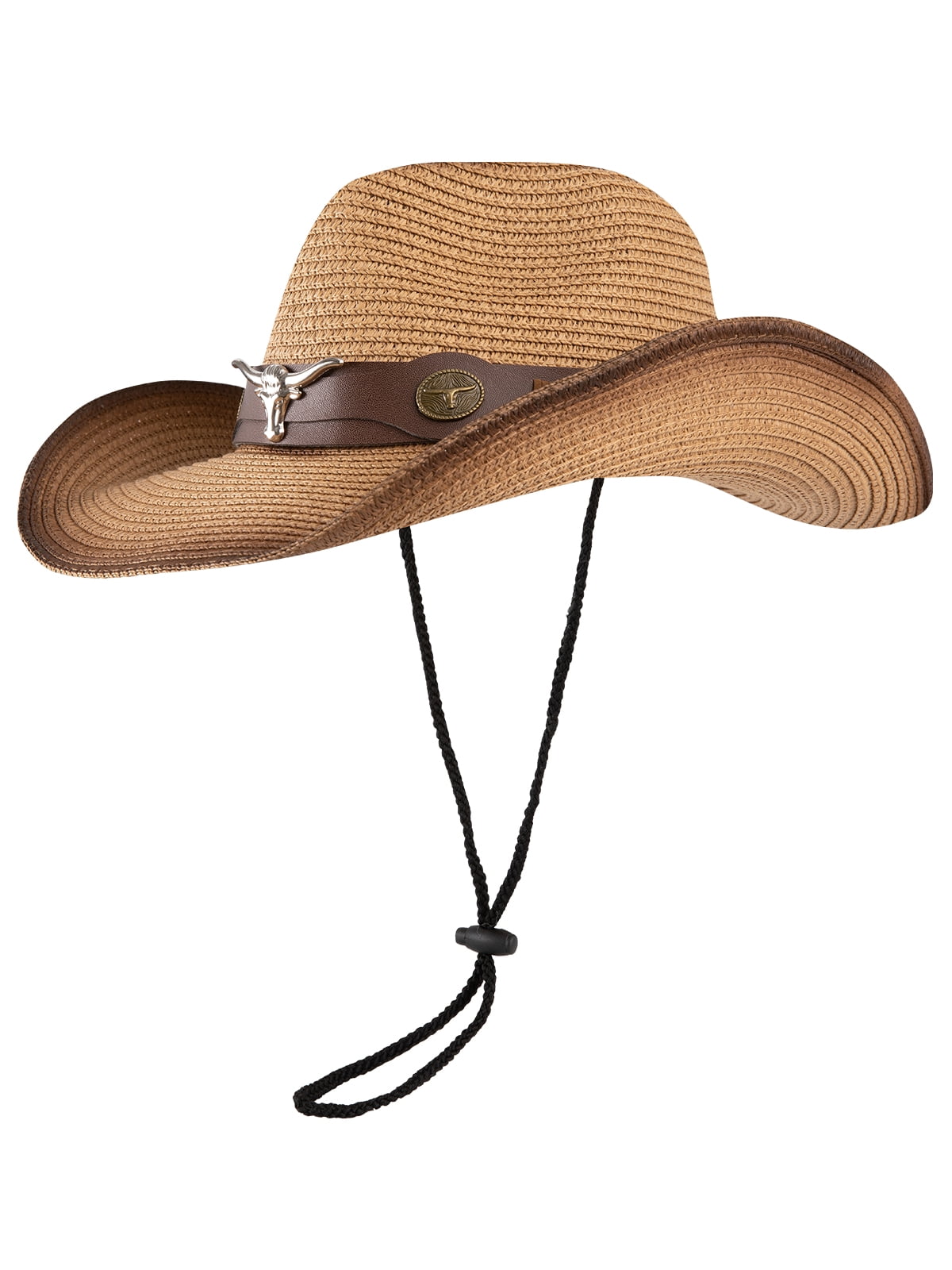COOPLUS Womens Straw Cowgirl Hat Wide with Shapeable Brim Western ...