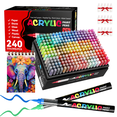 COORIART 240 Colors Acrylic Paint Markers, Soft Brush Tip Pens ...