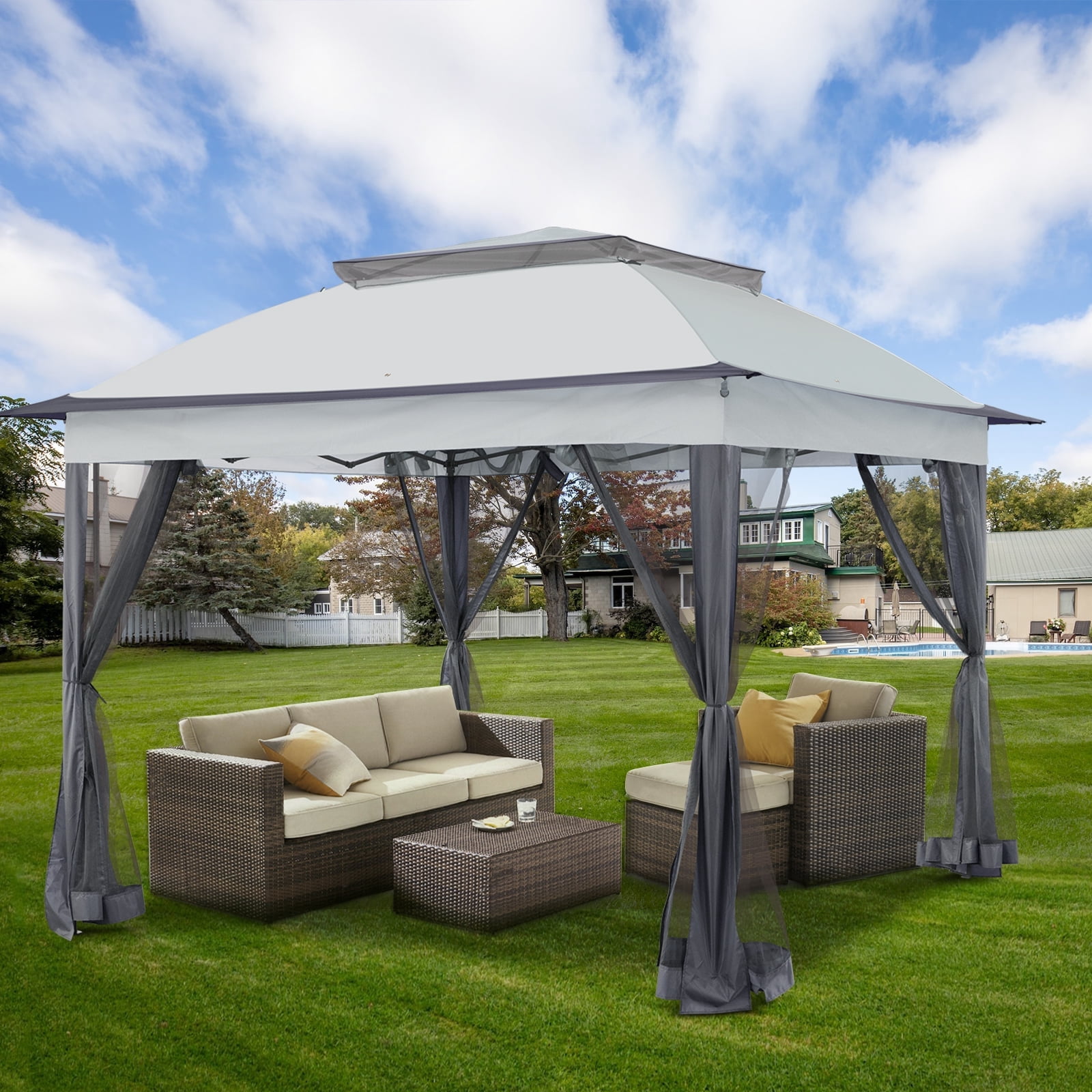 COOS BAY 11'x11' Pop-Up Instant Gazebo Tent with Mosquito Netting ...