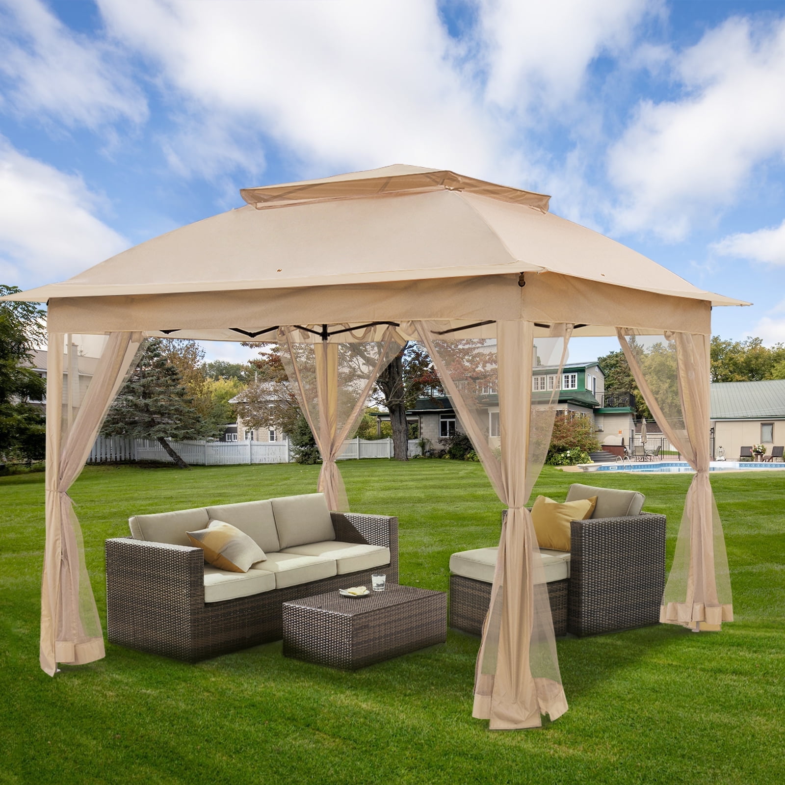 COOS BAY 11'x11' Pop-Up Instant Gazebo Tent with Mosquito Netting ...