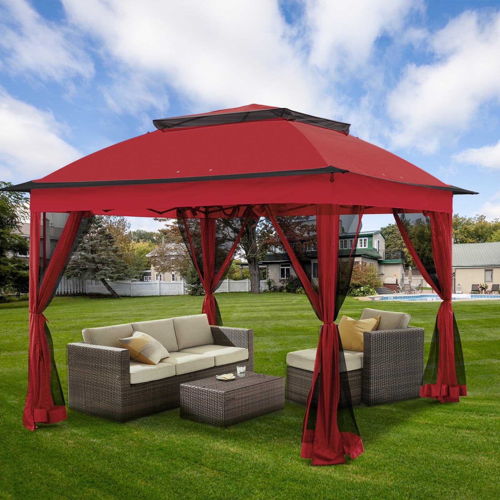 COOS BAY 11x11x9.7 ft Pop up Instant Gazebo Tent with Mosquito Netting ...