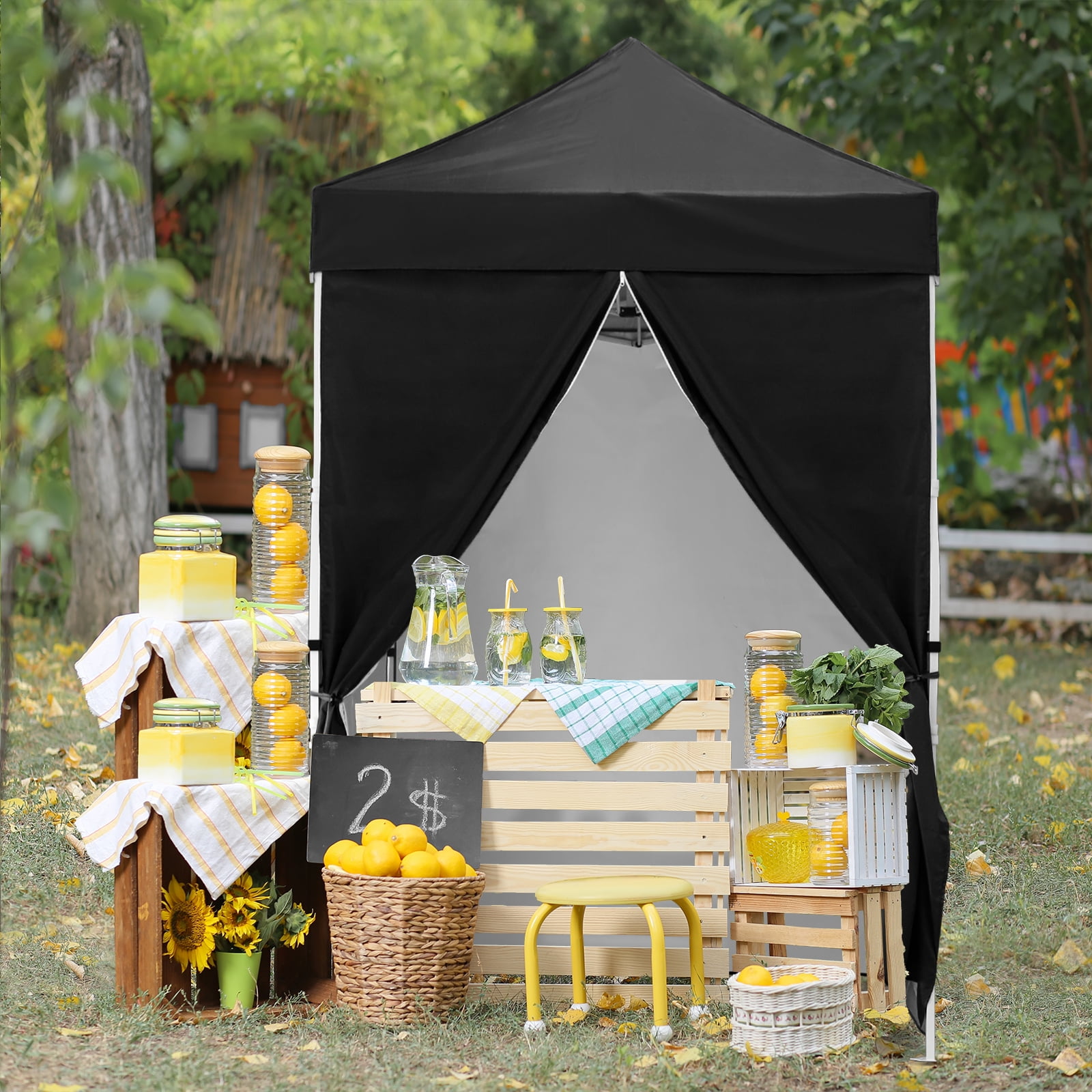 COOS BAY 5x5 Pop-up Instant Outdoor Canopy with 4 Side Wall Panels ...