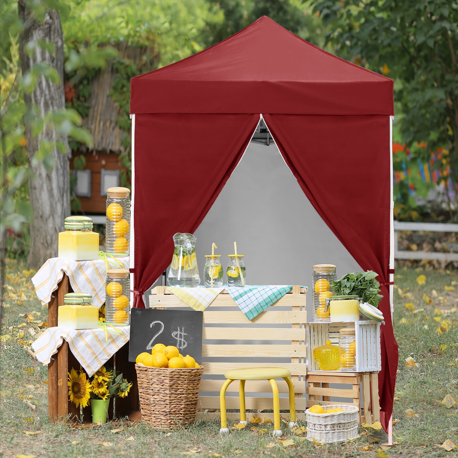 COOS BAY 5x5 Pop-up Instant Outdoor Canopy with 4 Side Wall Panels ...