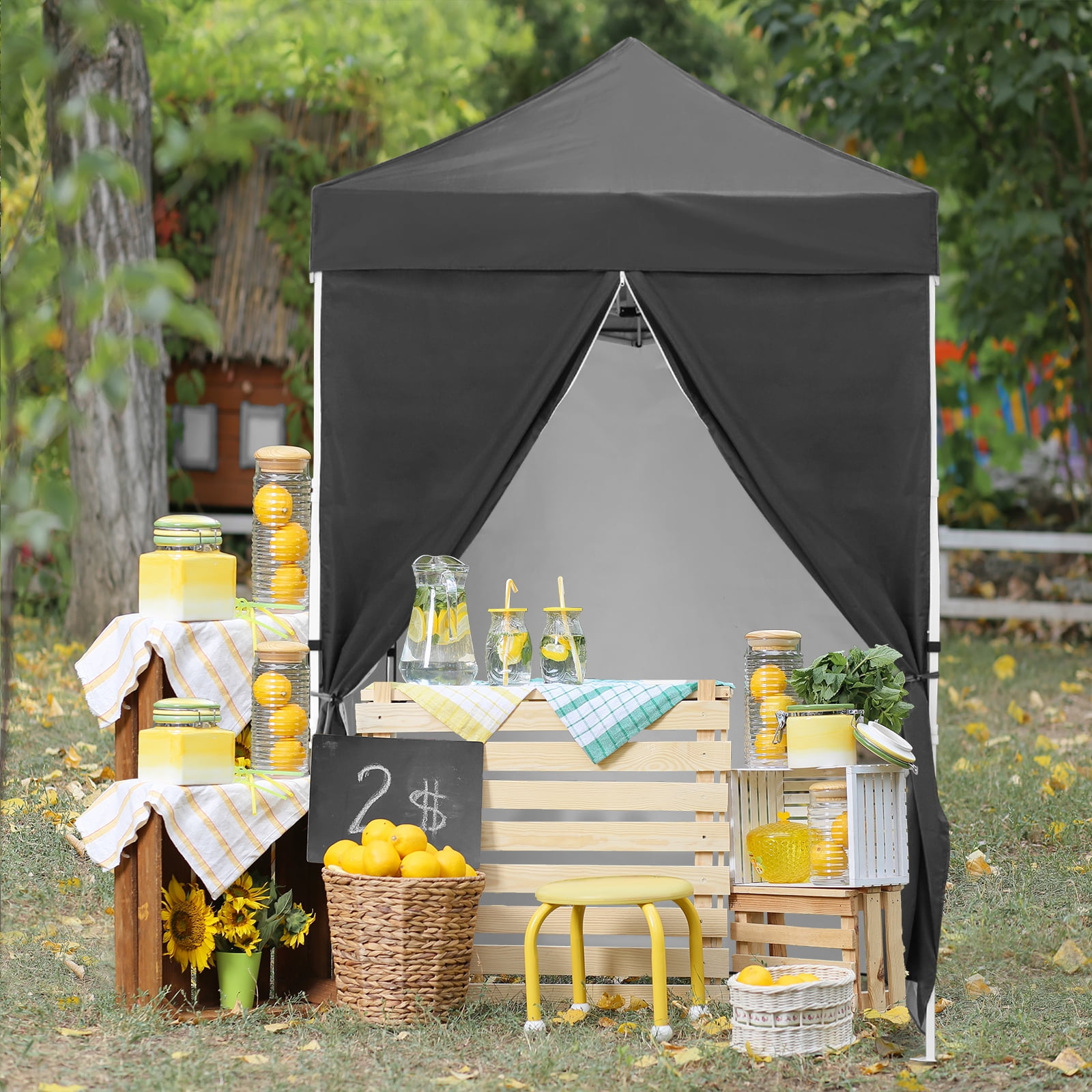 COOS BAY 5x5 Pop-up Instant Outdoor Canopy with 4 Side Wall Panels ...