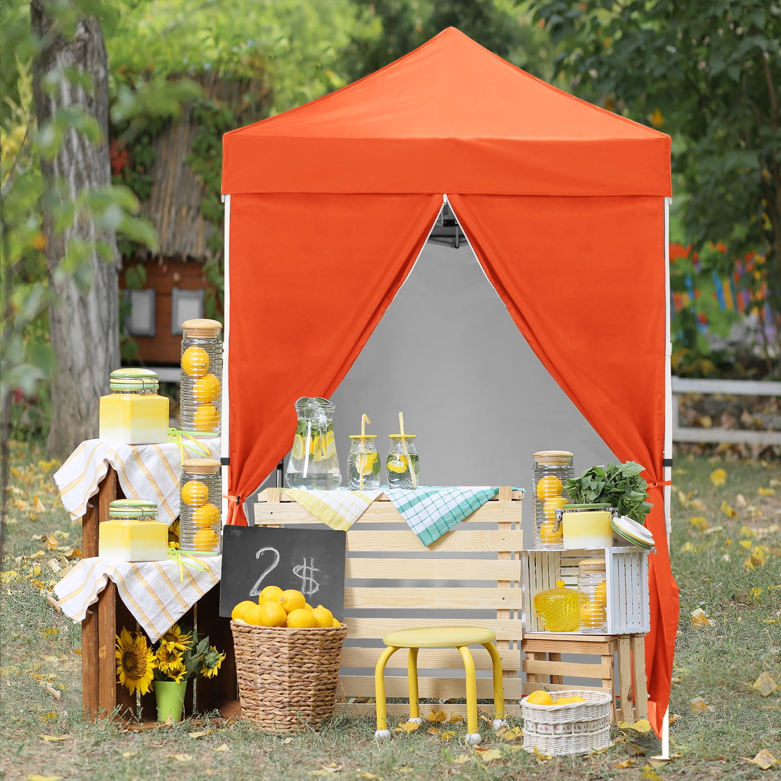 COOS BAY 5x5 Pop-up Instant Outdoor Canopy with 4 Side Wall Panels ...