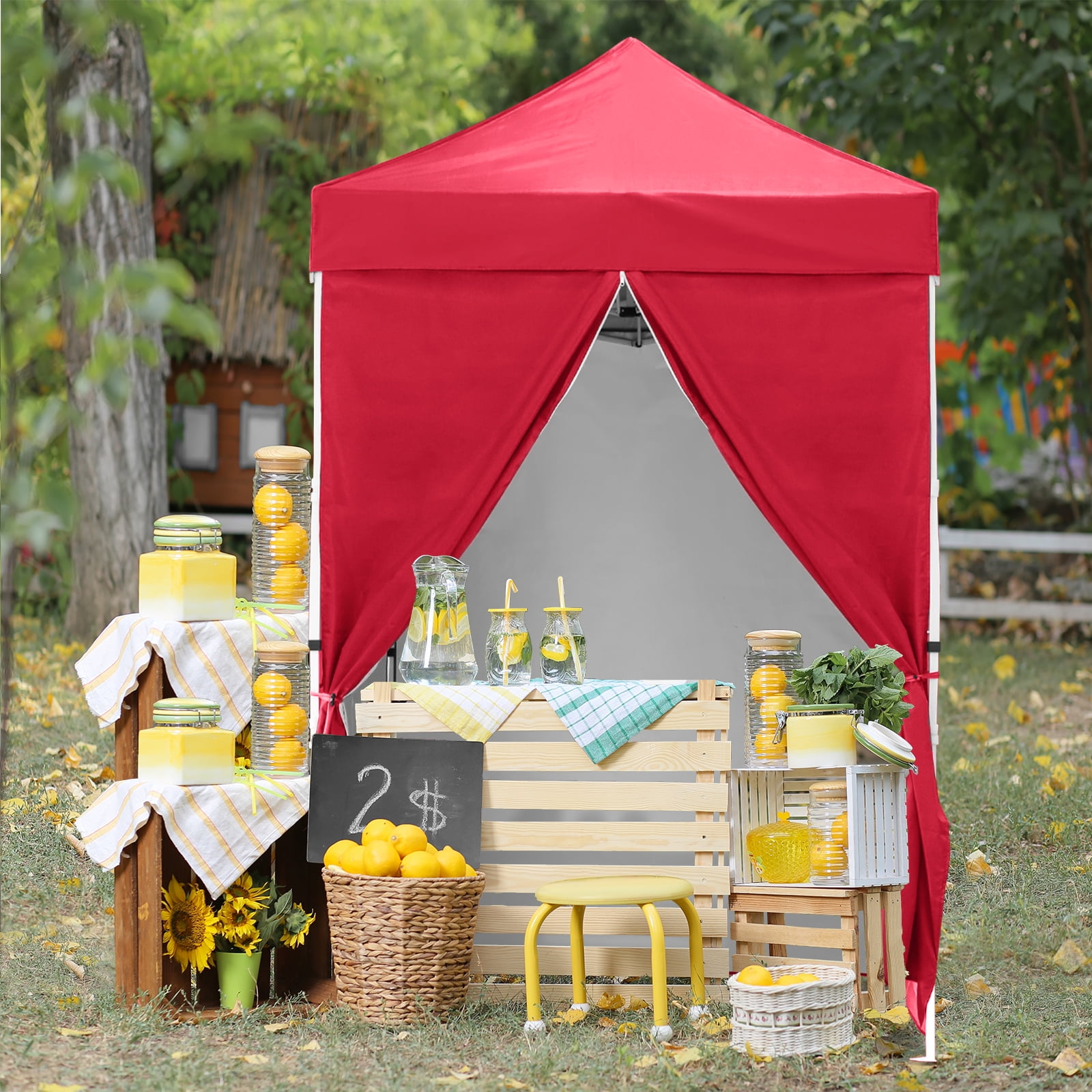 COOS BAY 5x5 Pop-up Instant Outdoor Canopy with 4 Side Wall Panels ...