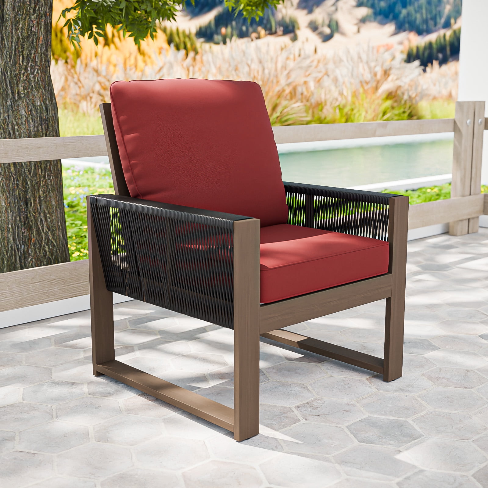 COOS BAY Outdoor Patio Furniture, Cedar Patio Club Chair, Modern Solid ...