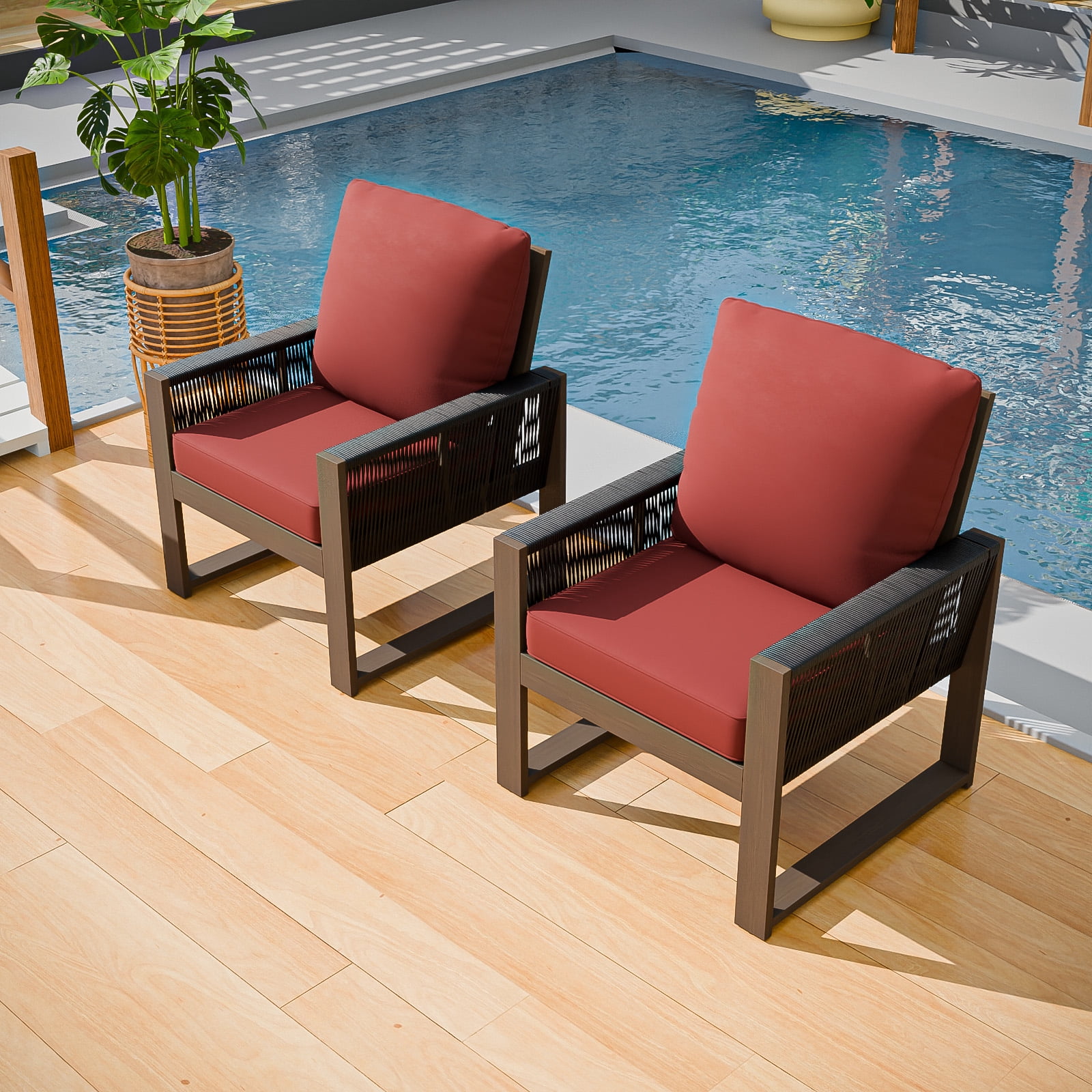 COOS BAY Outdoor Patio Furniture, Cedar Patio Club Chair(Set of 2 ...