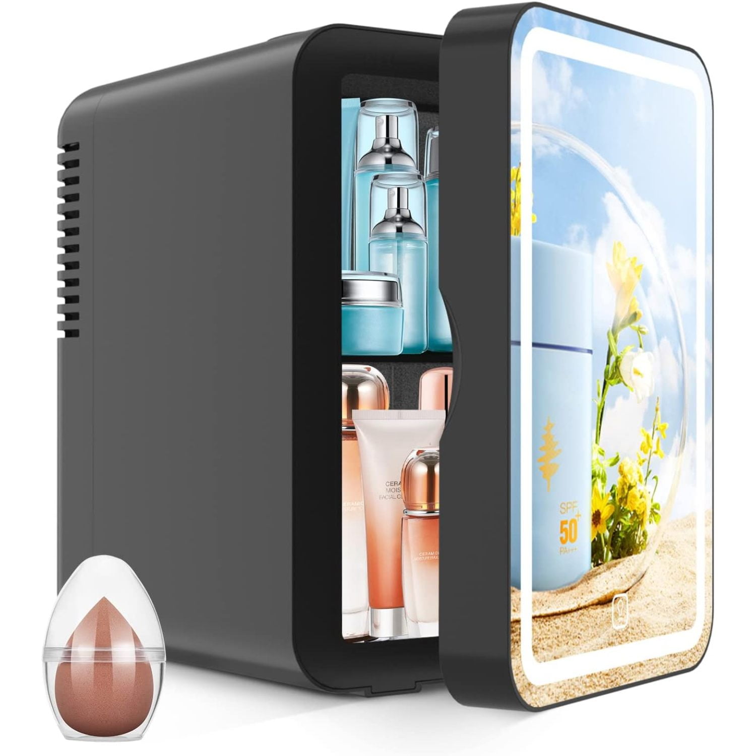 COOSEON Mini Fridge with Mirror, AC/DC Portable Thermoelectric Cooler ...