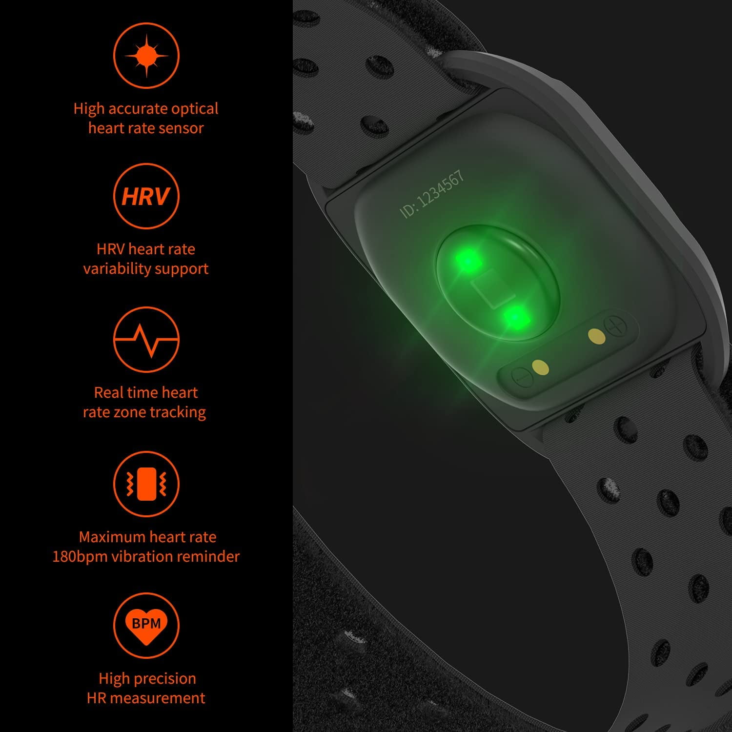 COOSPO Heart Rate Monitor Armband HW807, Bluetooth 5.0 ANT+ HRM with ...