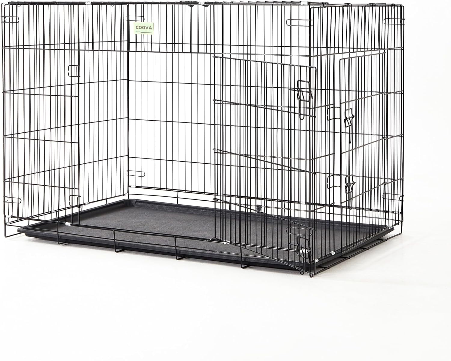 COOVA 42-Inch Large Dog Crate, Durable Metal Pet Kennel, Double Door Foldable Portable Dog ...