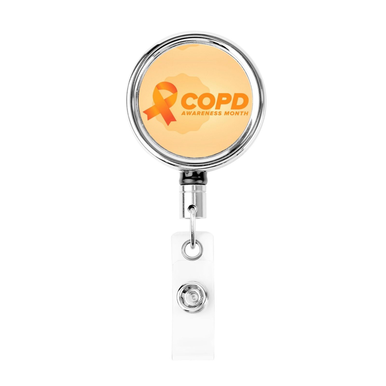 COPD Awareness Month Orange Ribbon Badge Reel Retractable Badge Holder ...