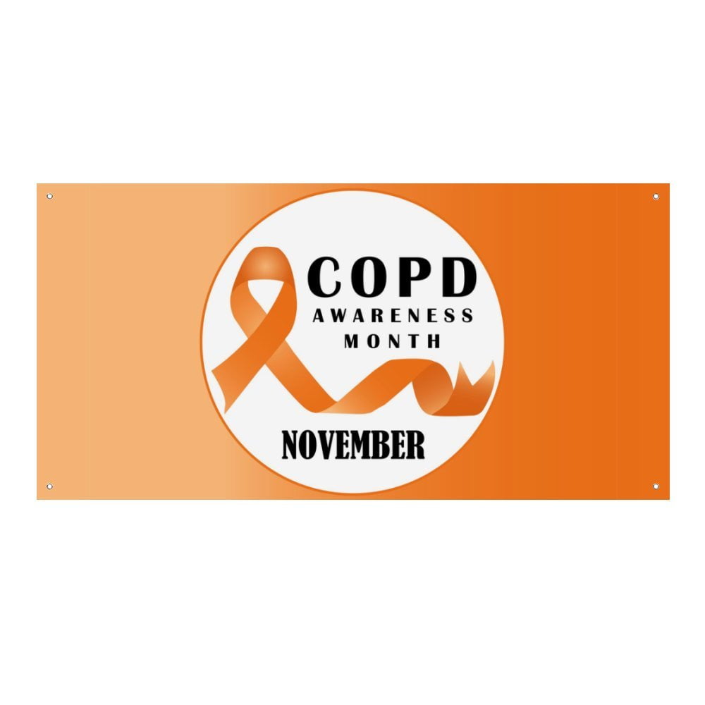 COPD Awareness Month Orange Ribbon Banner Backdrop Large Banner Decorations Yard Signs Indoor ...