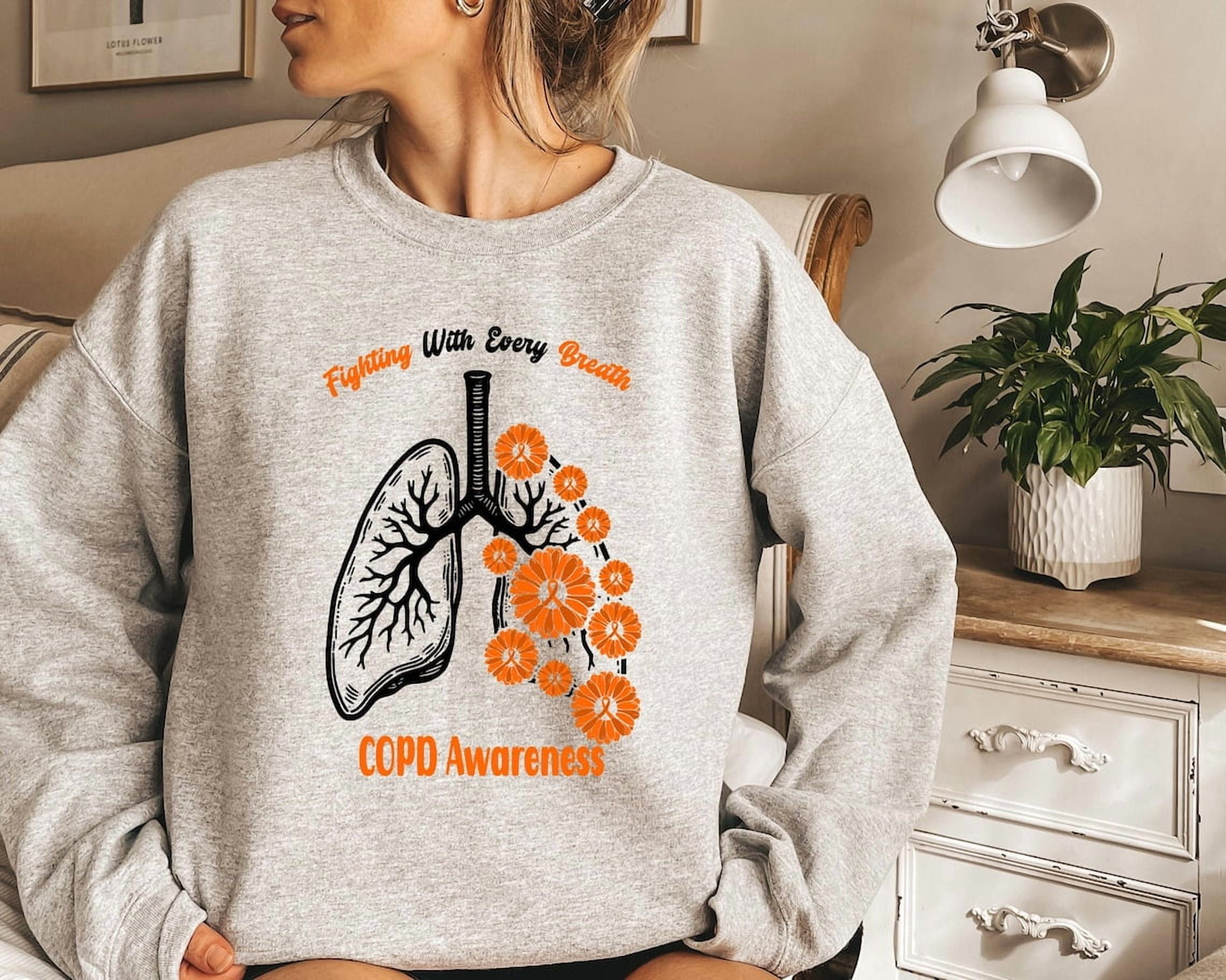 COPD Awareness Shirt, Floral Lung Shirt, Orange Ribbon Shirt, COPD ...