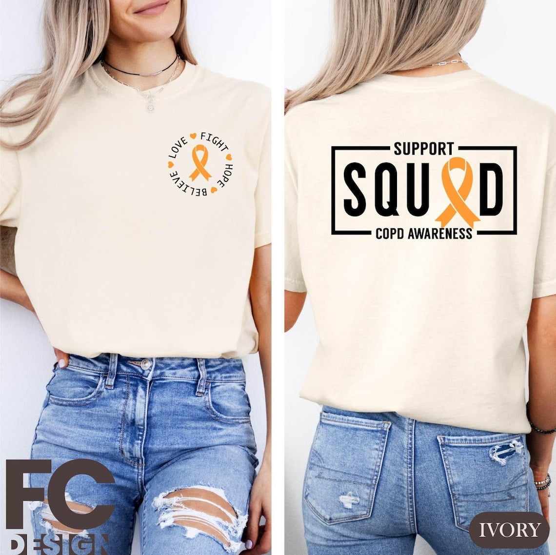 COPD Awareness Shirt, Orange Ribbon T-shirt, COPD Support Squad Shirt ...