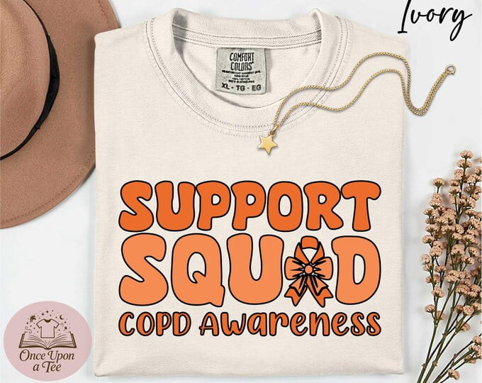 COPD Awareness T-Shirt, Support Squad Orange Ribbon Tee, COPD Awareness ...