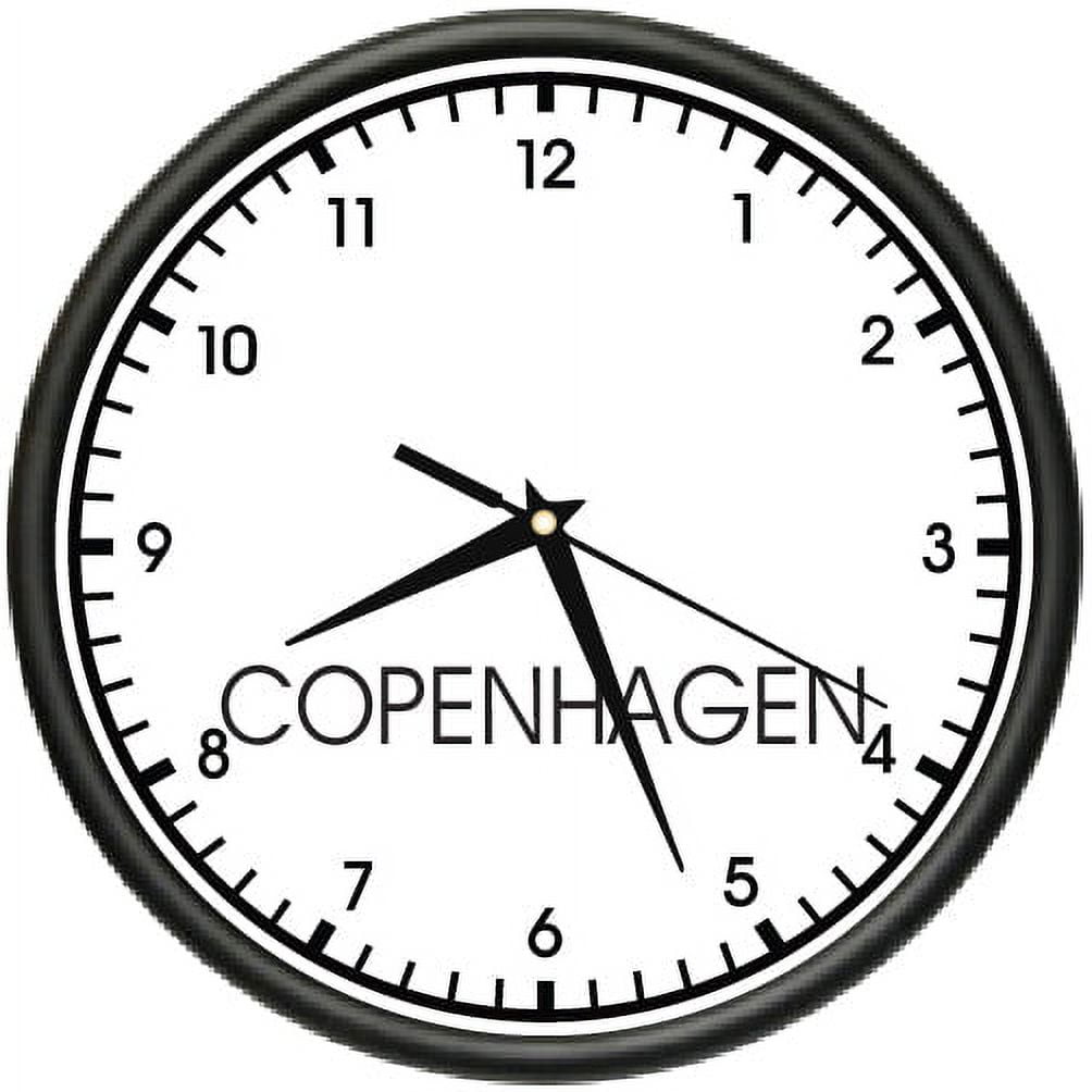 COPENHAGEN TIME Wall Clock world time zone clock office business ...