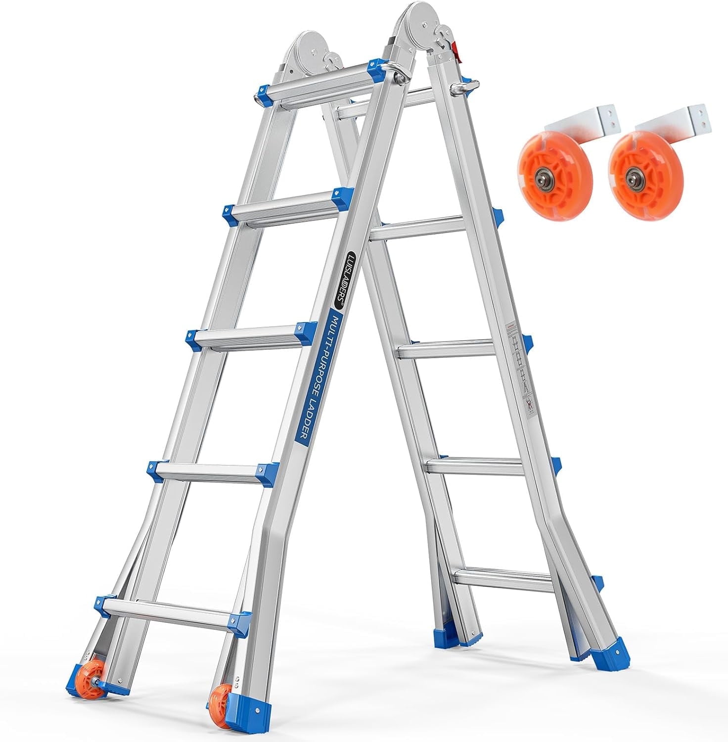 COPOOLIFE Ladder, A Frame 5 Step Ladder Telescoping Ladder, 19 Ft Reach ...