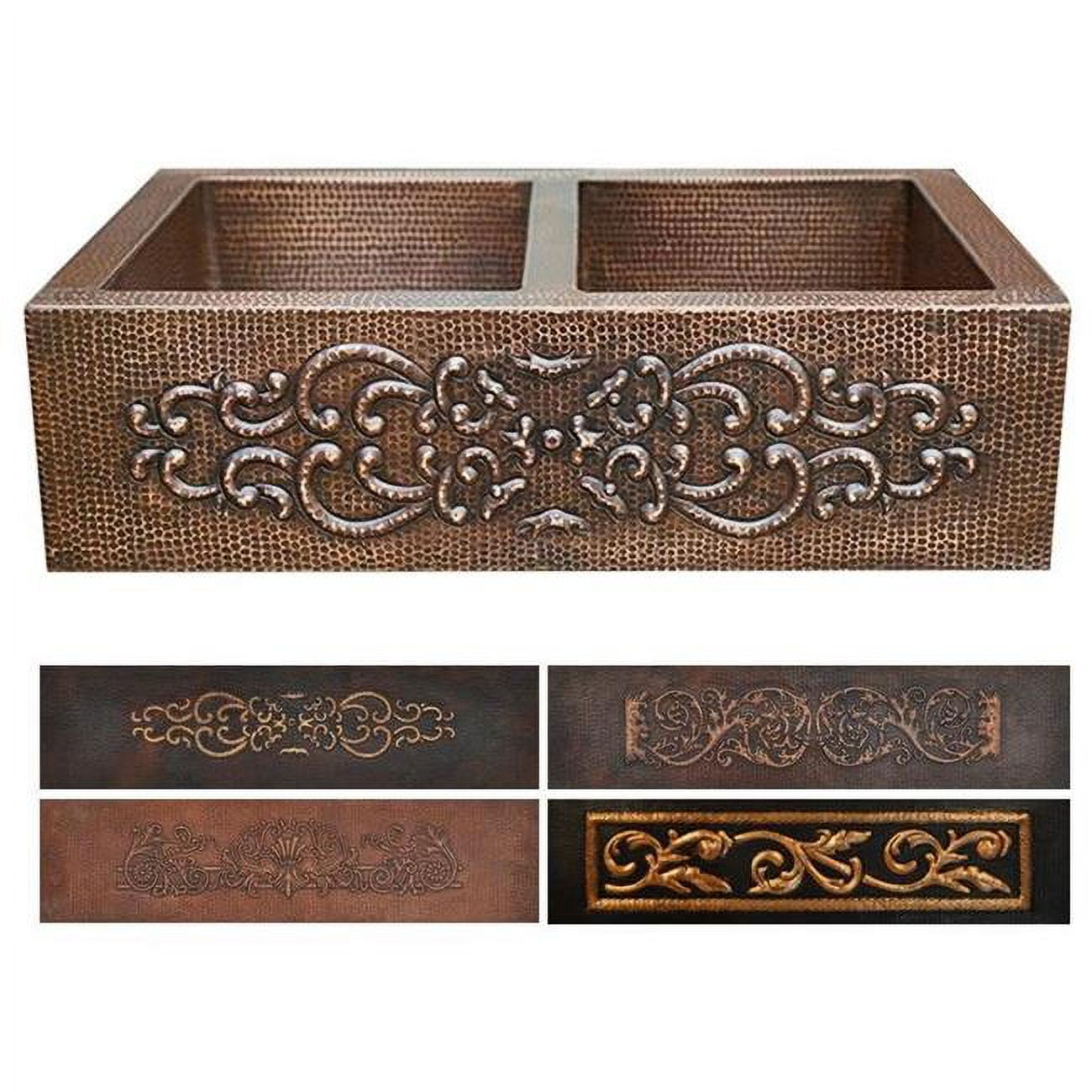 COPPER FARMHOUSE KITCHEN SINK 50/50 D1 COLONIAL DESIGN 33X22X9 G16 DARK ...