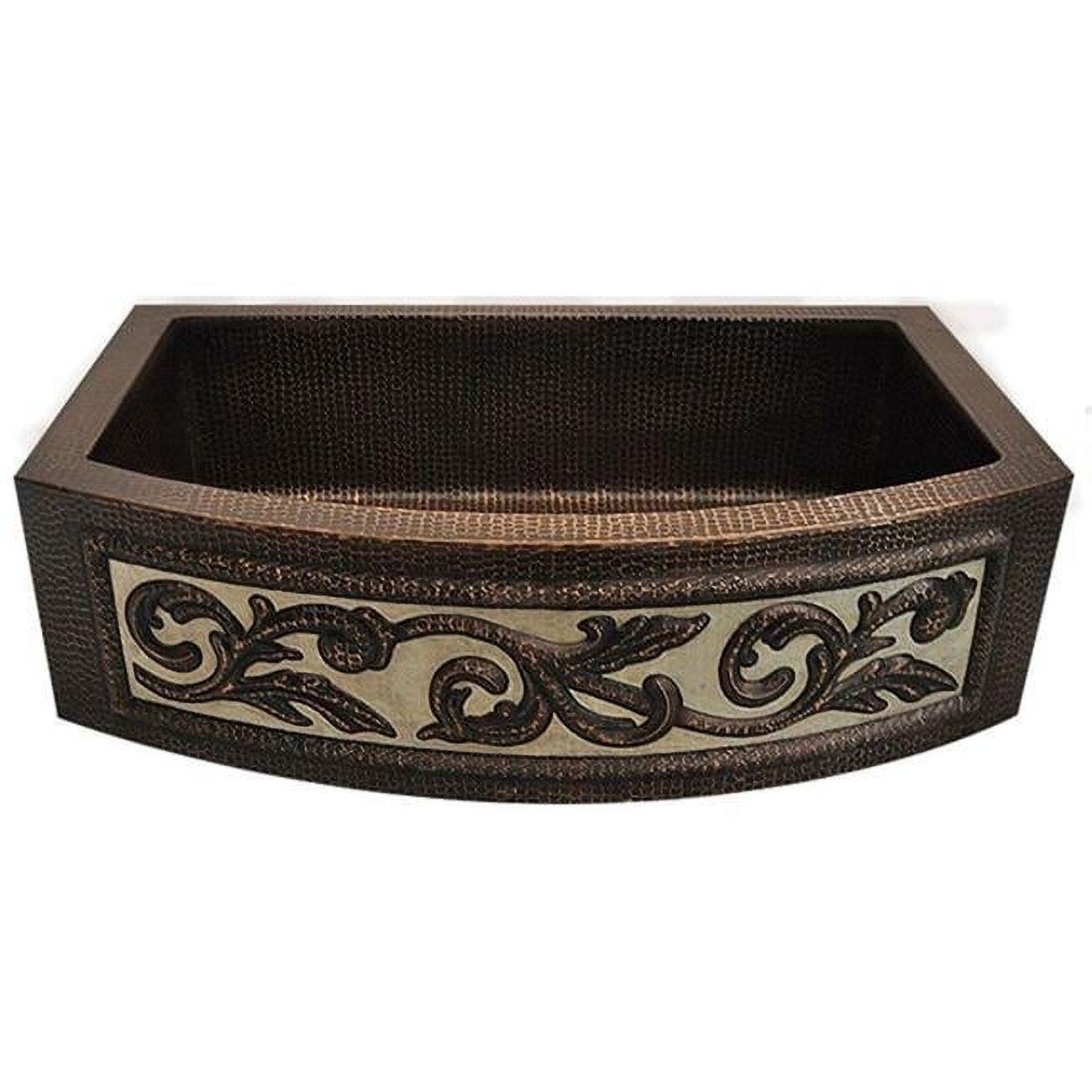 COPPER FARMHOUSE ROUND APRON KITCHEN SINK SILVER DESIGN 33X22X9 G16 ...