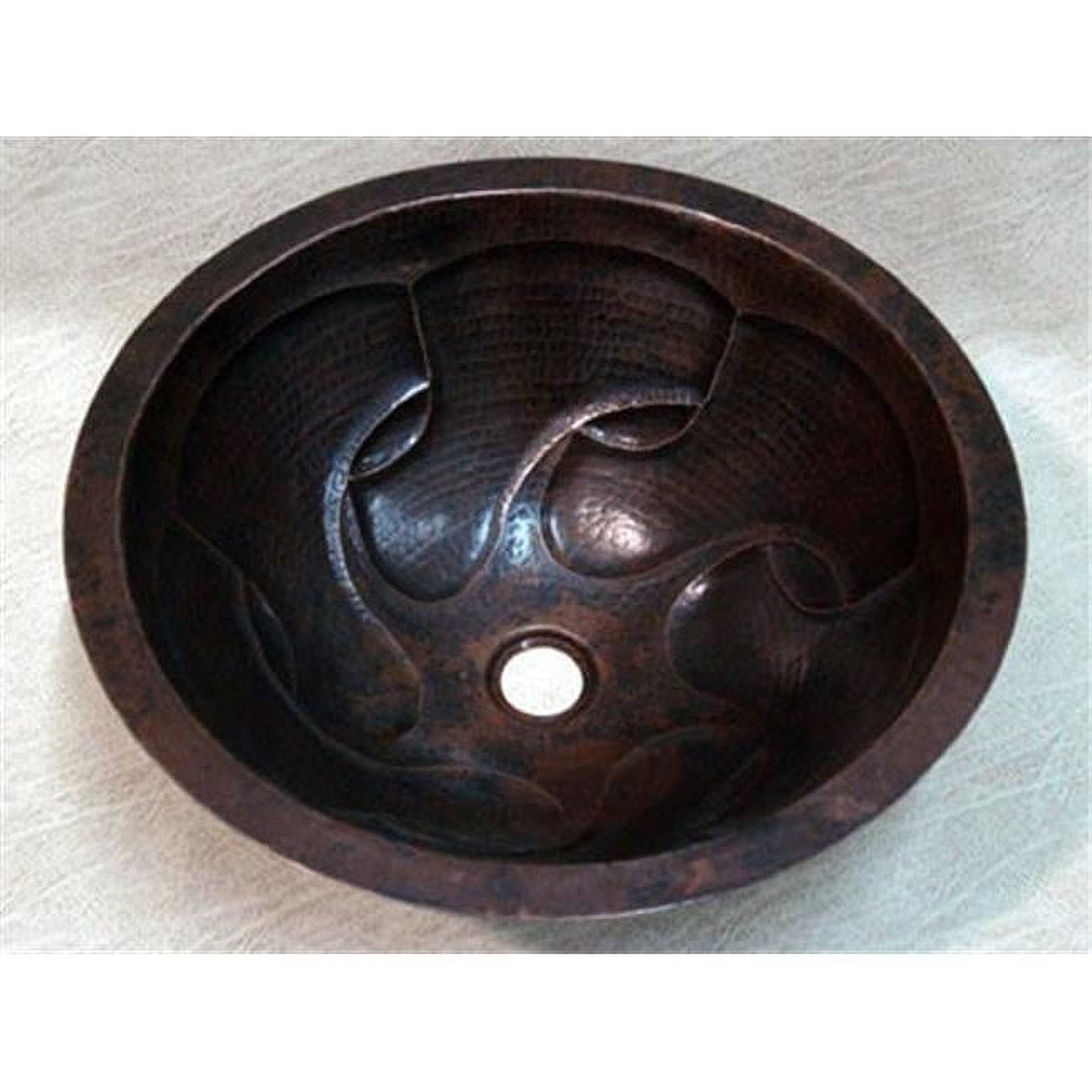 COPPER ROUND BATH SINK WAVES DESIGN ROUND LIP 15X15X5 G18 BRIGHT ...