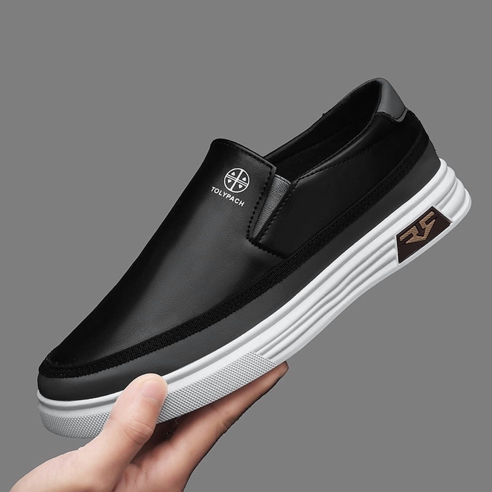 CORASUN Men's Slip-On Casual Shoes, PU Waterproof Stain-Resistant ...