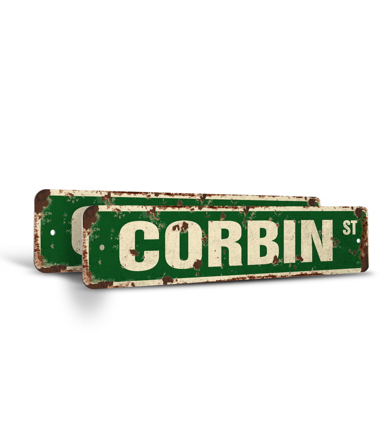CORBIN Vintage Style Rustic Street Sign – (2 Pack) Childrens Name Room ...