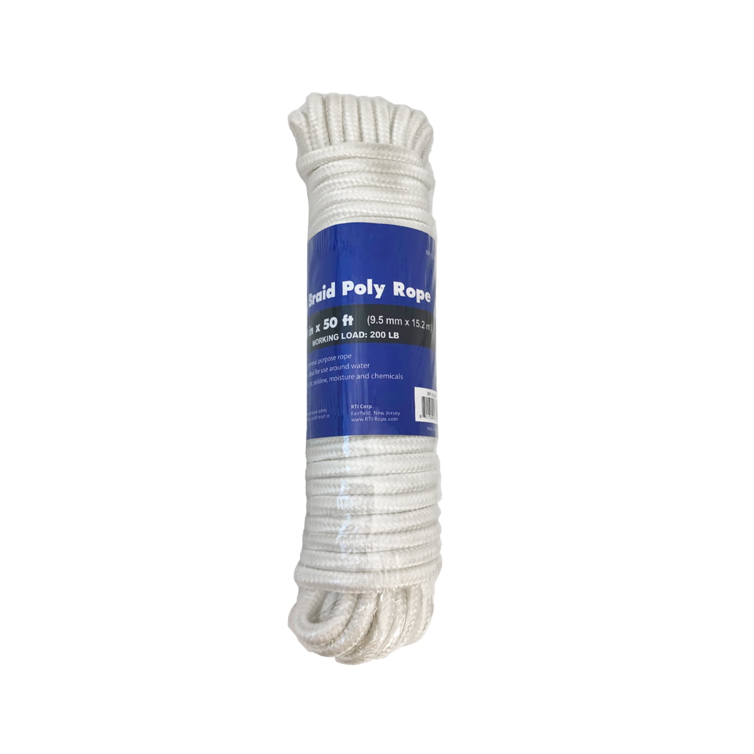 CORDA Diamond Braid Rope, White, Polypropylene, 3/8" x 50' - Walmart.com