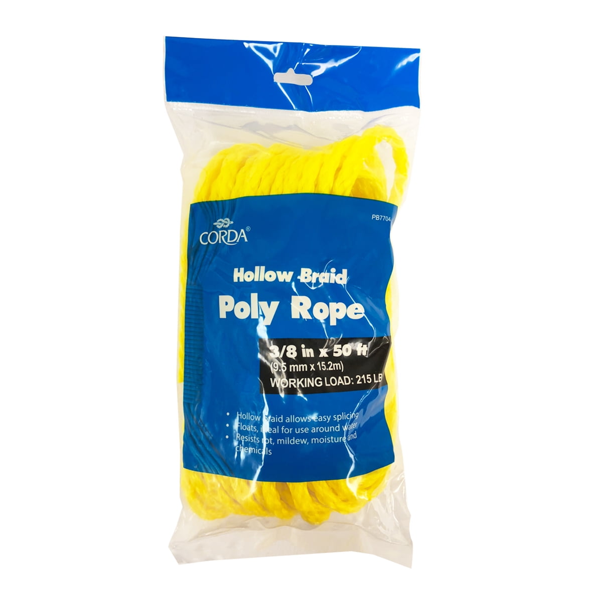 CORDA Hollow Braid Poly Rope - Floats on Water - Walmart.com
