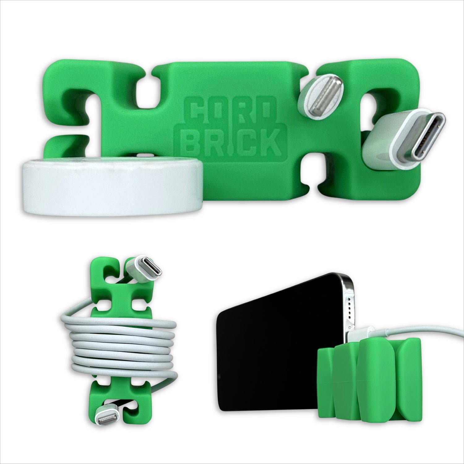 CordBrick Weighted Cord Holder for Nightstand and Desktop, Travel Cable ...