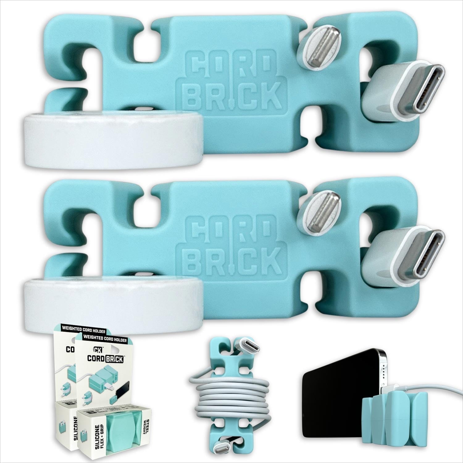 CordBrick Weighted Phone Cord Holder, Silicone Cable Organizer for ...