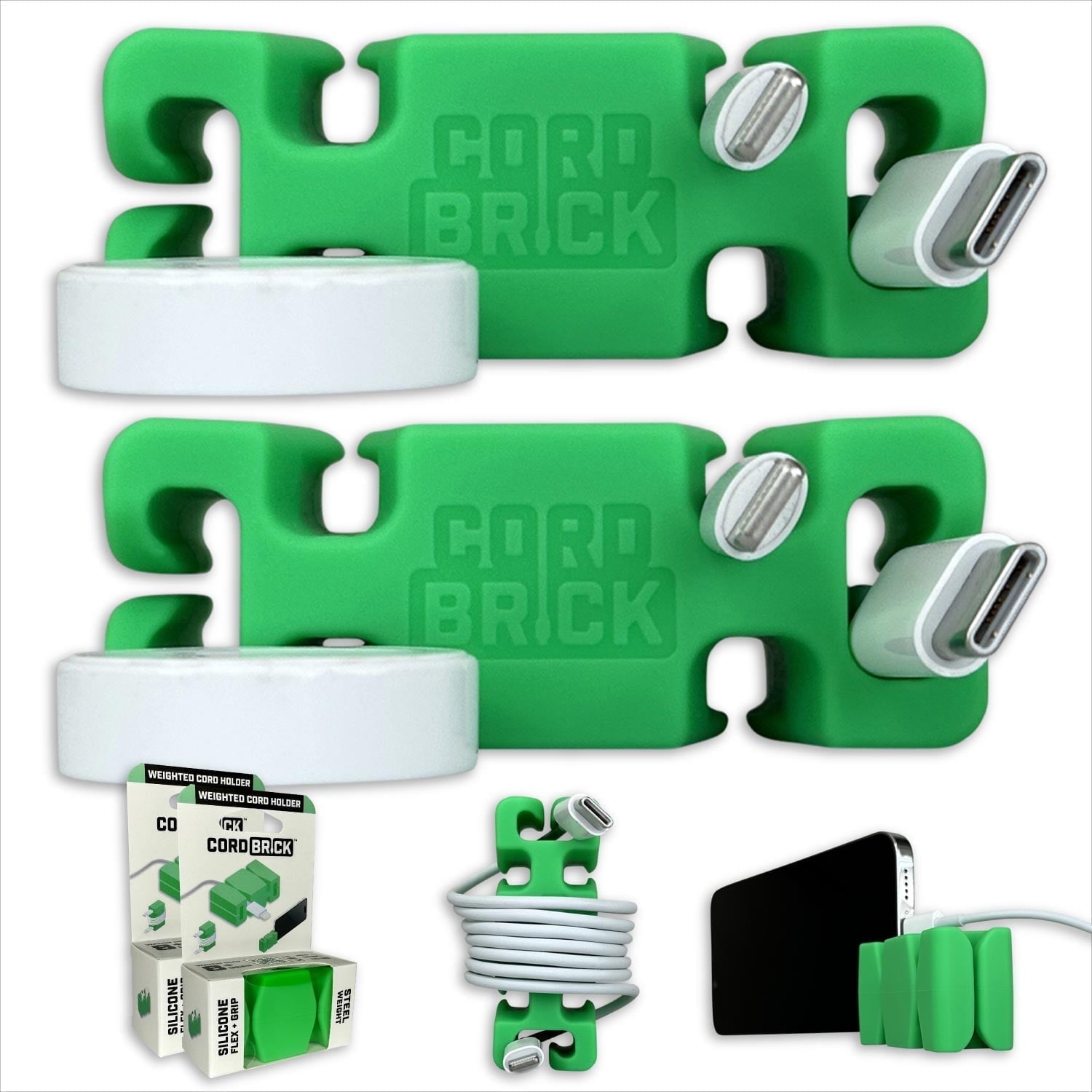 CordBrick Weighted Cord Holder for Nightstand and Desktop, Travel Cable ...