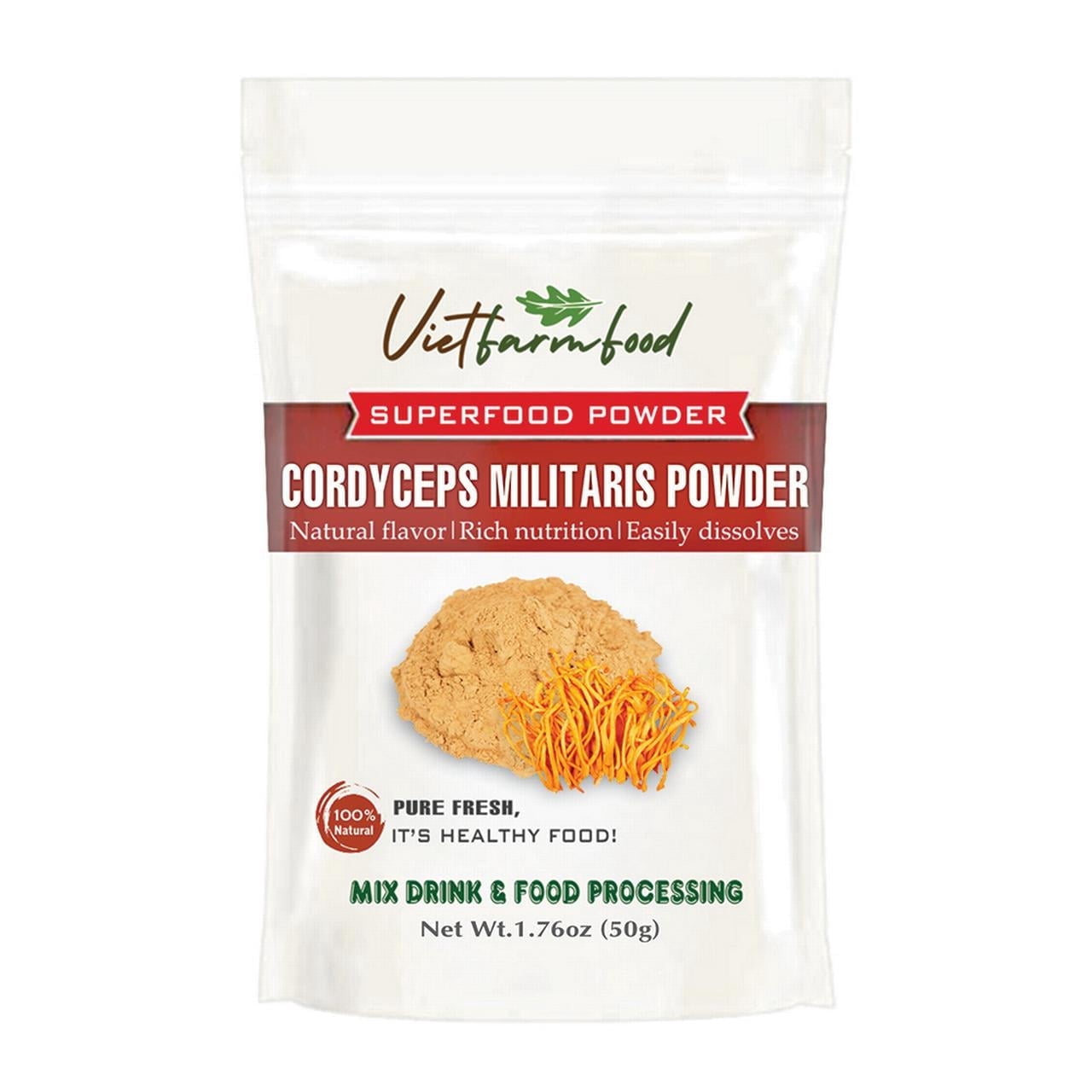 CORDYCEPS MILITARIS POWDER 2.47 oz (50g) VIETFARMFOOD: Pure freeze ...