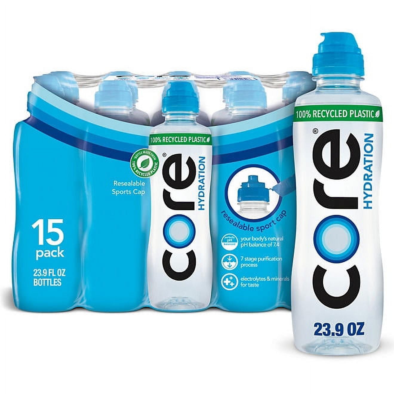 Core Hydration Water, 23.9 fl. oz. Bottles, Electrolytes and Minerals ...
