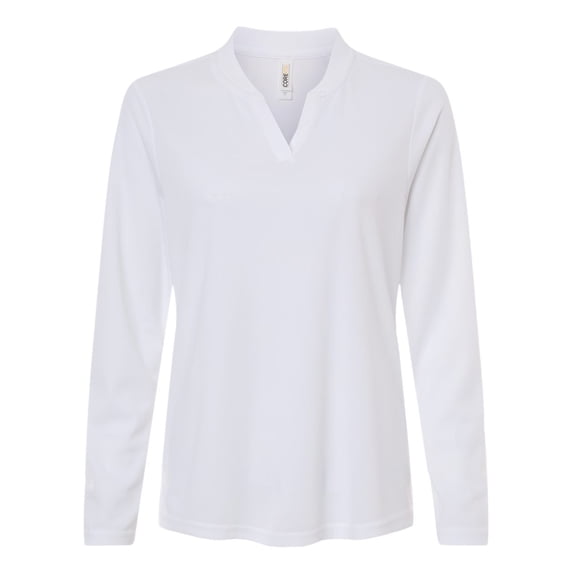 CORE365 CE108LW Women's Nova Performance Long Sleeve Pique Polo-White ...