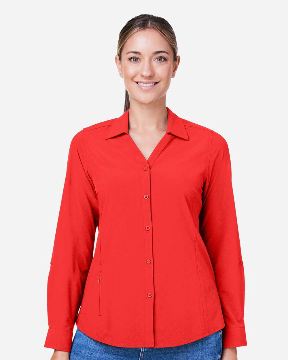CORE365 CE510LW Women's Ultra UVP Long Sleeve Marina Shirt-Marina Red ...