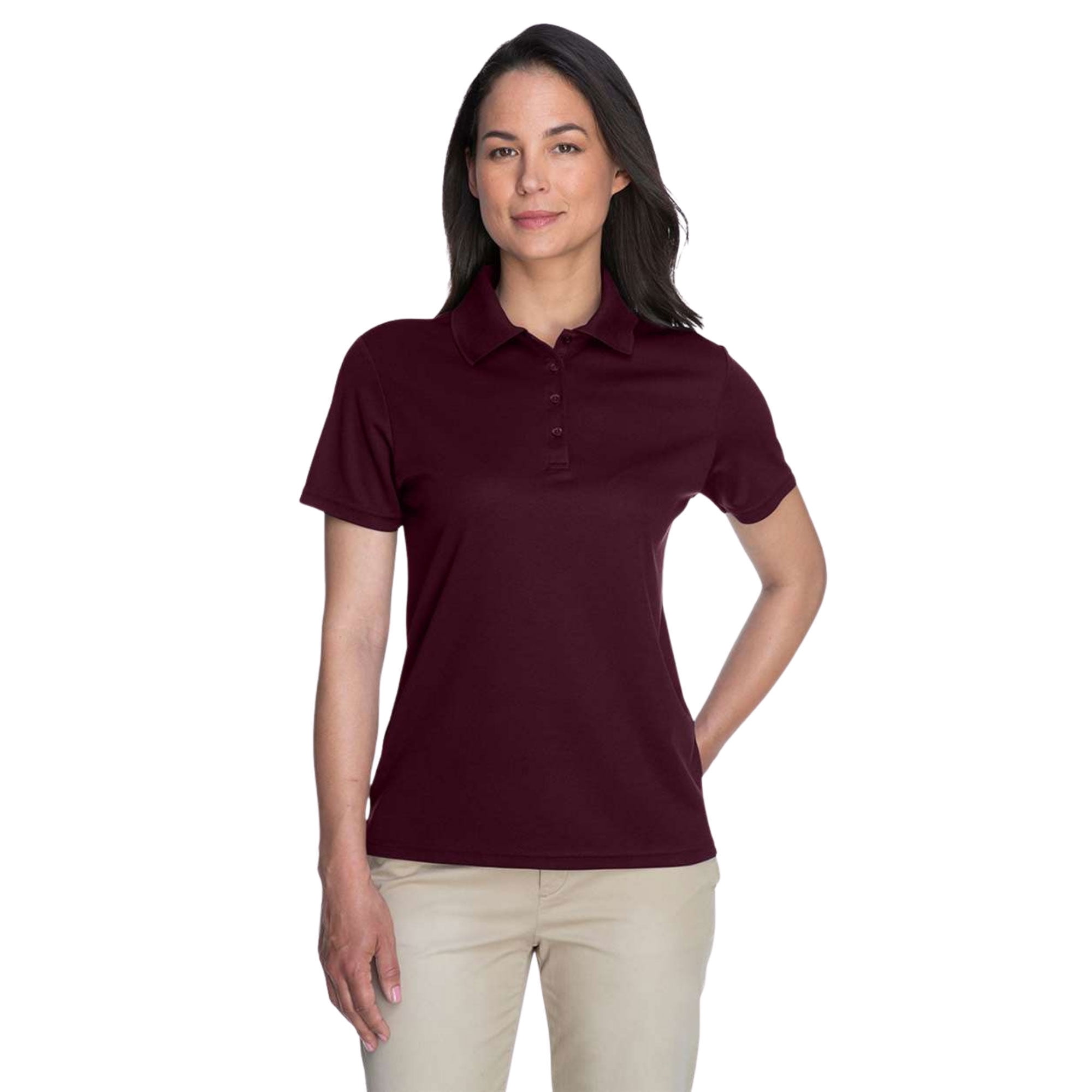 CORE365 Women's Performance Piqué Polo Shirts 100% Polyester Flat-Knit ...